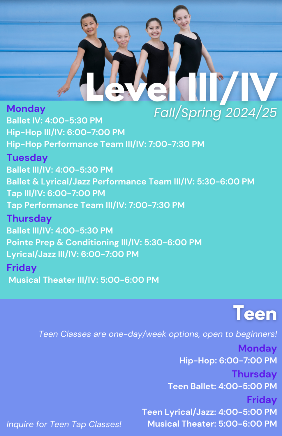 Child/Teen Dance Classes Fall/Spring 2024/25 - IADance
